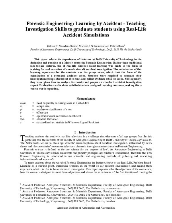 (PDF) Forensic Engineering: Learning by Accident Teaching Investigation ...