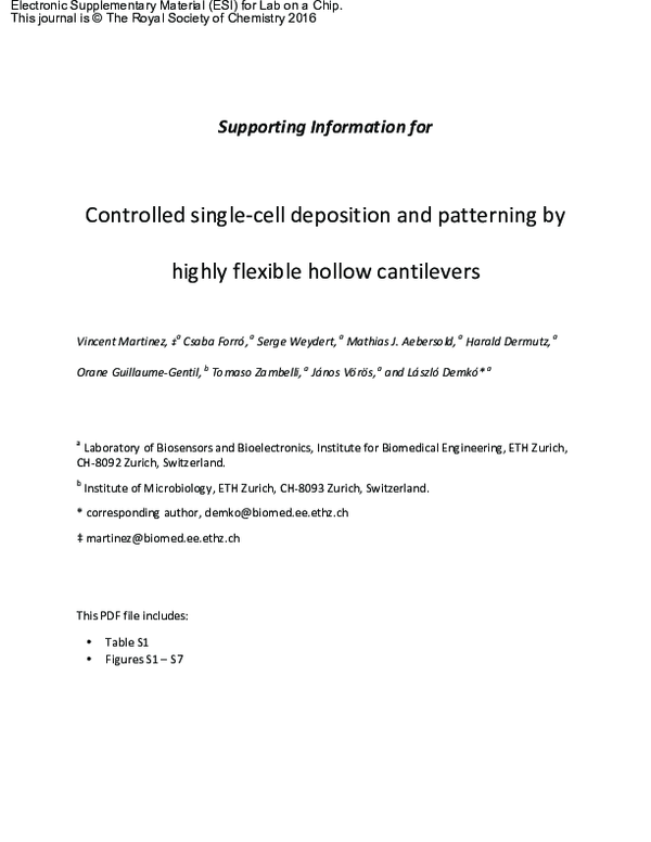 (PDF) Controlled single-cell deposition and patterning by highly ...