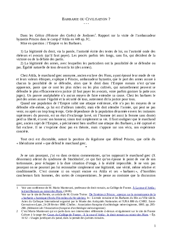 (PDF) Barbarie ou Civilisation