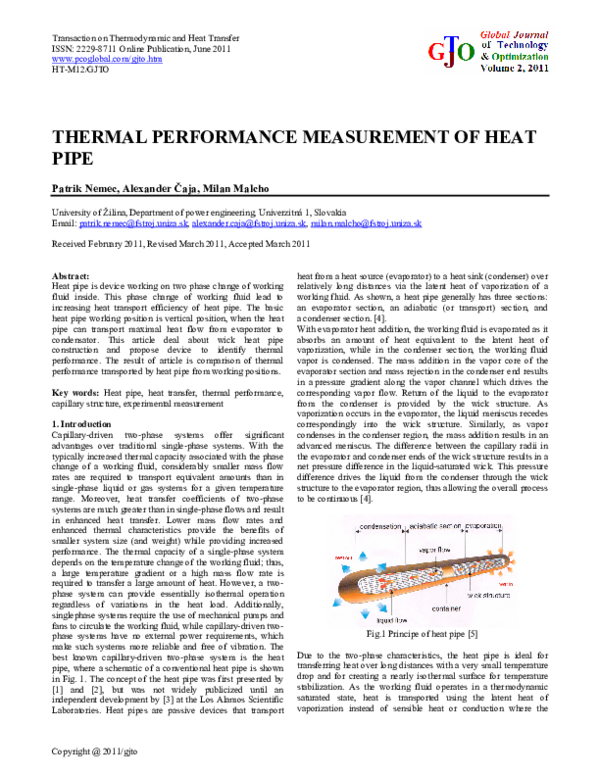 (PDF) Thermal Performance Measurement of Heat Pipe
