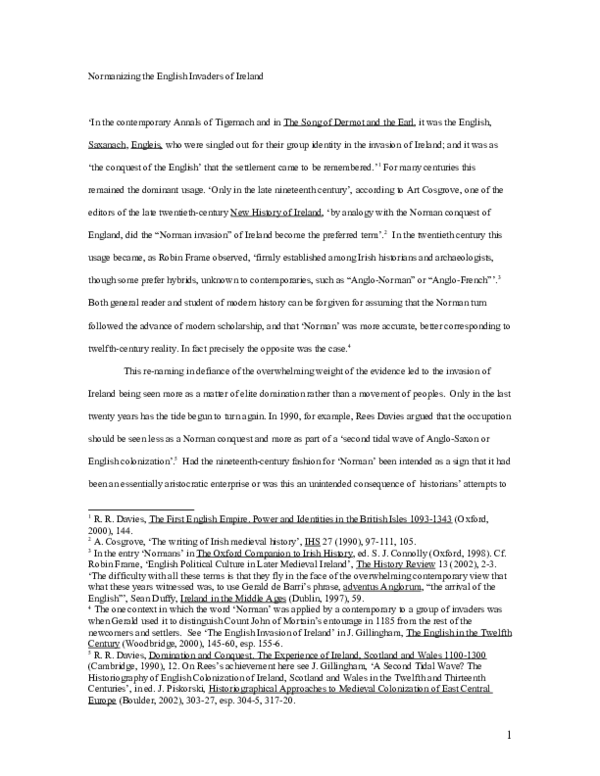 (DOC) Normanizing the English Invaders of Ireland