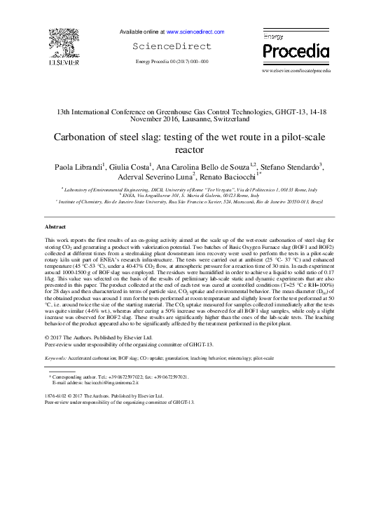 (PDF) Carbonation of Steel Slag: Testing of the Wet Route in a Pilot ...