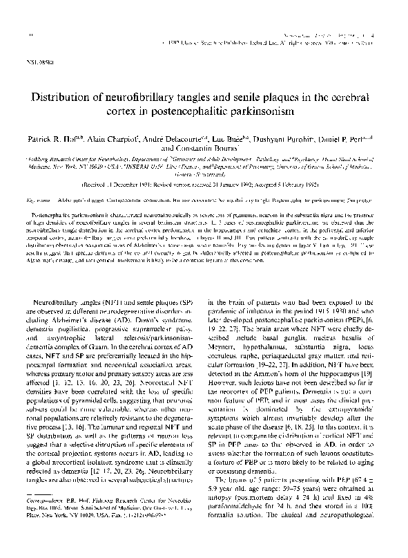 (PDF) Distribution of neurofibrillary tangles and senile plaques in the ...