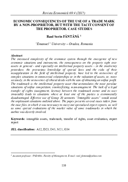 (PDF) Economic Consequences of the Use of a Trade Mark by a Non ...