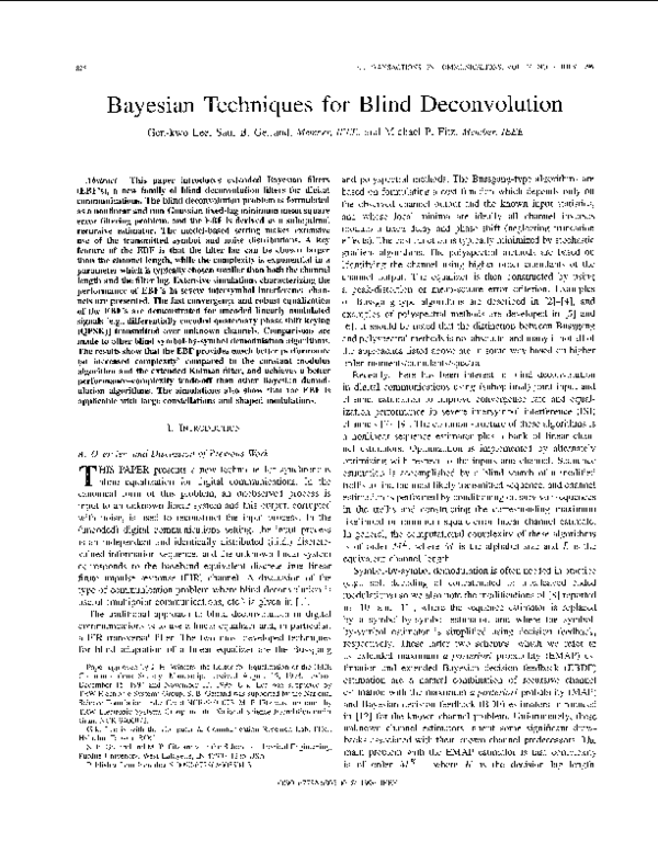 (PDF) Bayesian techniques for blind deconvolution