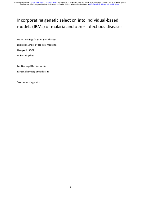 (PDF) Incorporating genetic selection into individual-based models ...