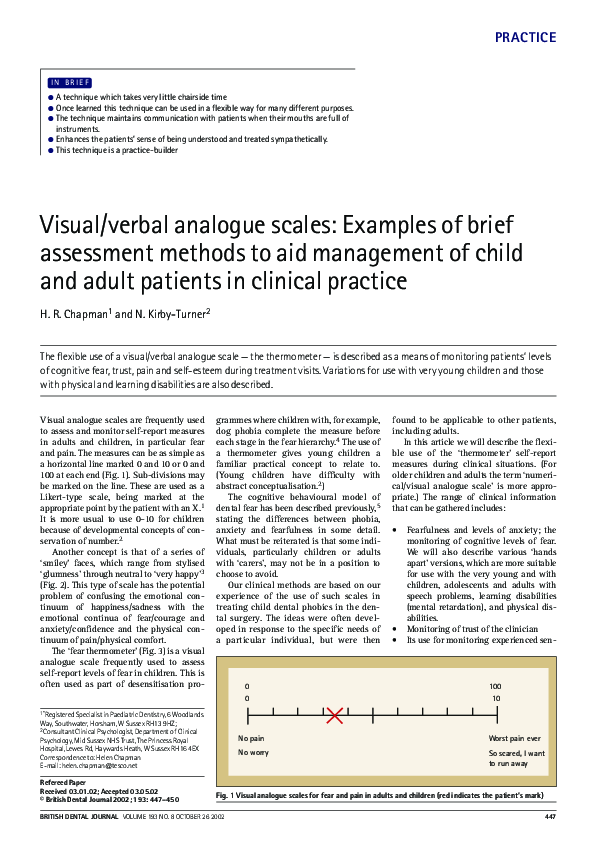 (PDF) Visual/verbal analogue scales: Examples of brief assessment ...