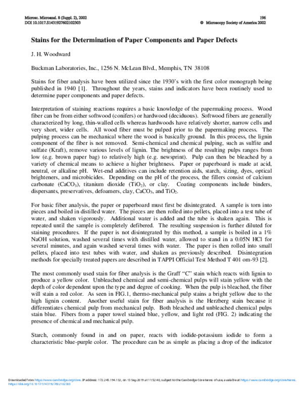 (PDF) Stains for the Determination of Paper Components and Paper Defects