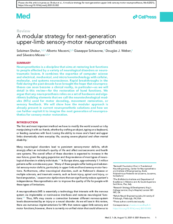 (PDF) A modular strategy for next-generation upper-limb sensory-motor ...