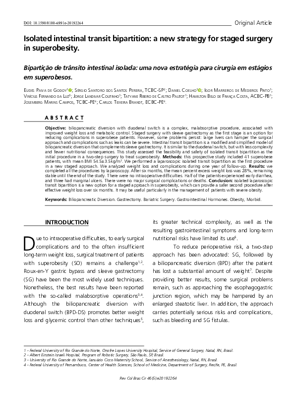 (PDF) Isolated intestinal transit bipartition: a new strategy for ...