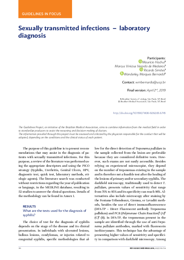 (PDF) Sexually transmitted infections - laboratory diagnosis