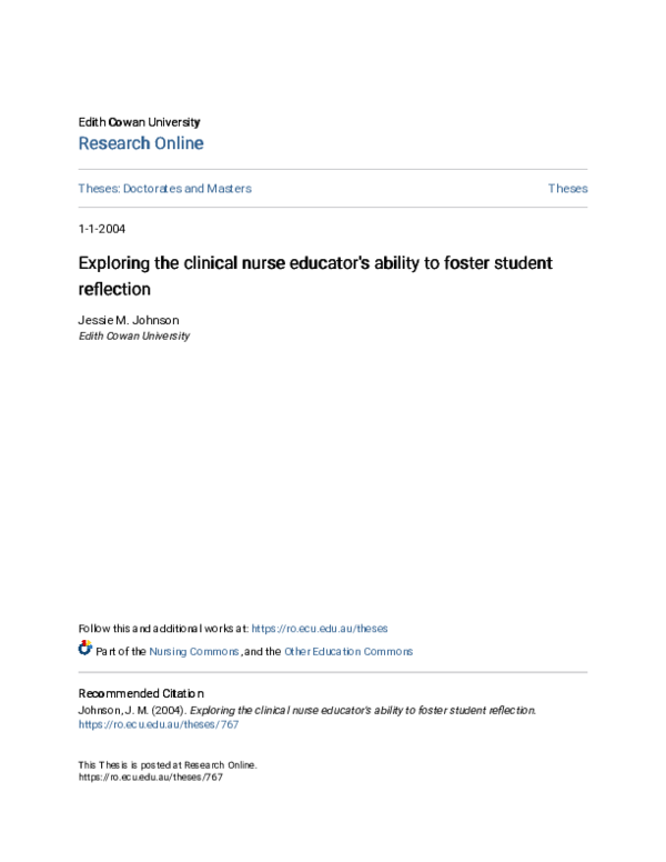 (PDF) Exploring the clinical nurse educator's ability to foster student ...