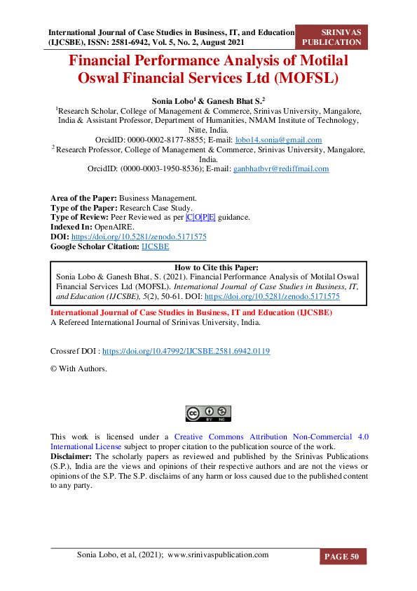 (PDF) Financial Performance Analysis of Motilal Oswal Financial ...