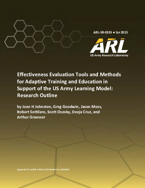 (PDF) Effectiveness Evaluation Tools and Methods for Adaptive Training ...