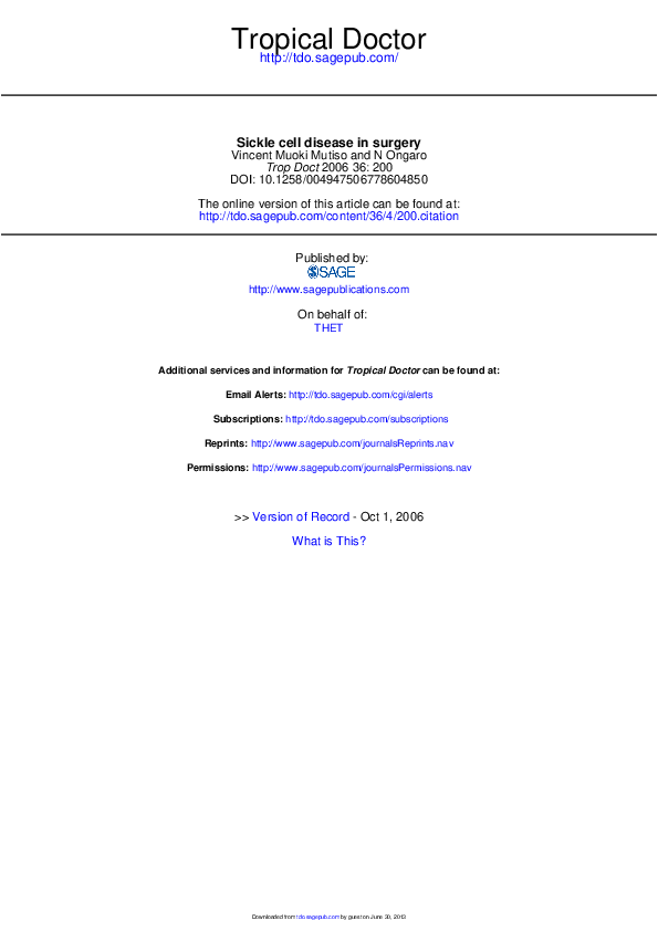 (PDF) Sickle cell disease in surgery