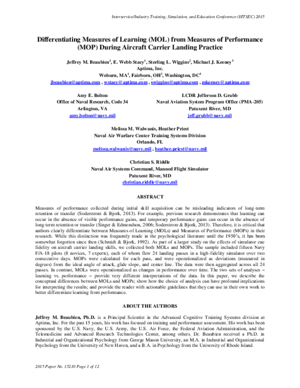 (PDF) Differentiating Measures of Learning (MOL) from Measures of ...