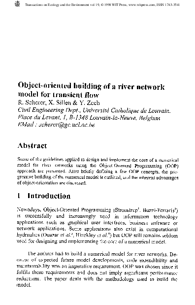 (PDF) Object-oriented Building Of A River Network Model For Transient Flow