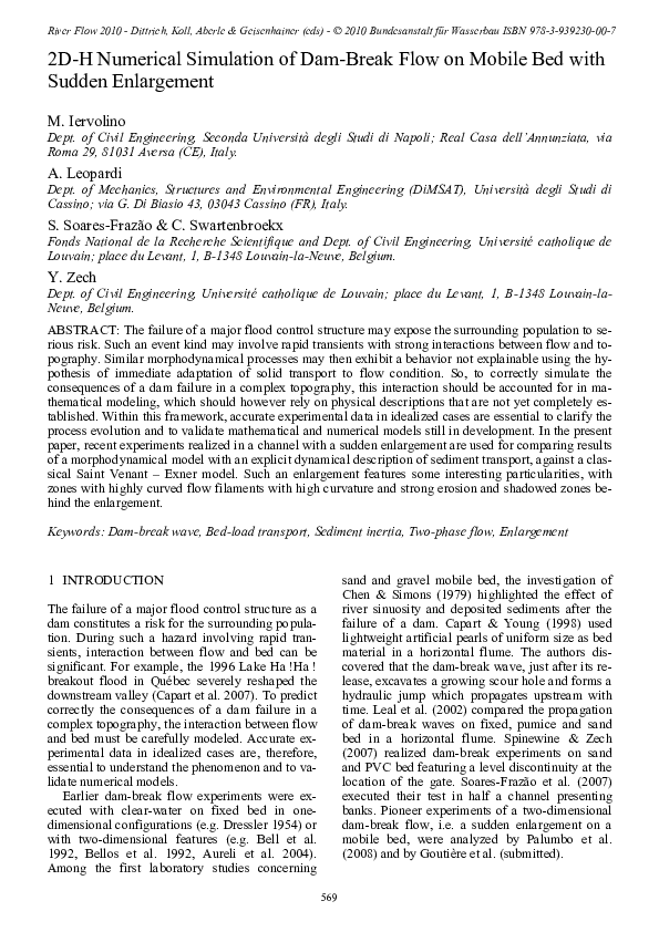 (PDF) 2D-H Numerical Simulation of Dam-Break Flow on Mobile Bed with ...