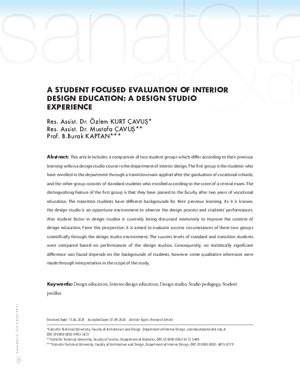 (PDF) A Student Focused Evaluation of Interior Design Education: A ...