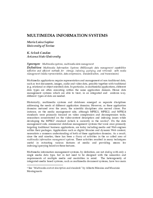(PDF) Multimedia Information Systems