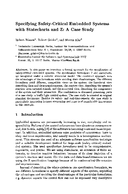 (PDF) Specifying safety-critical embedded systems with statecharts and ...