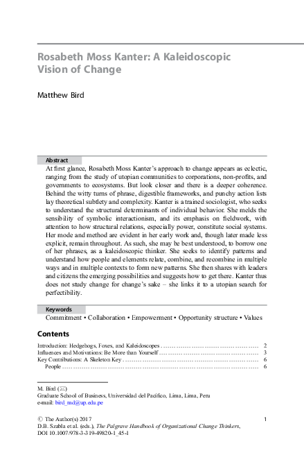 (PDF) Rosabeth Moss Kanter: A Kaleidoscopic Vision of Change