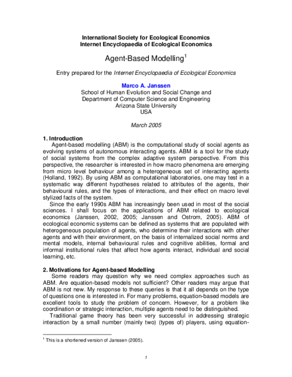 (PDF) Agent-based modelling