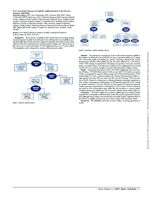 (PDF) Screening Veterans for Syphilis: Implementation of the Reverse ...