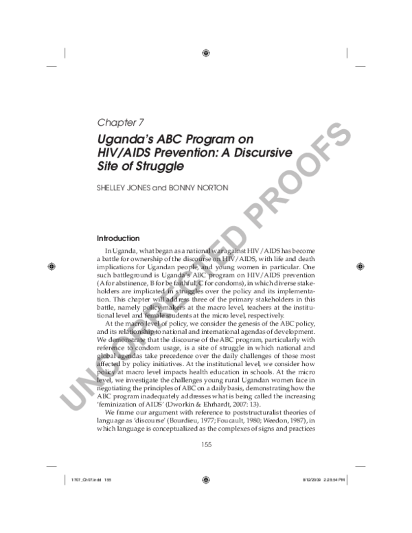 (PDF) Uganda's ABC program on HIV/AIDS prevention: A discursive site of ...