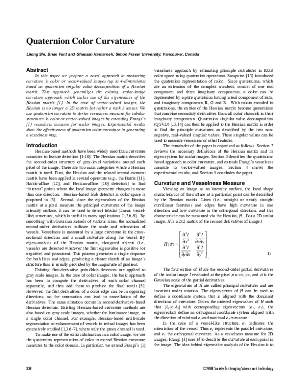 Pdf Quaternion Color Curvature B Funt