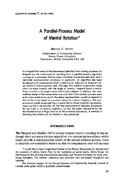 (PDF) A Parallel-Process Model of Mental Rotation*