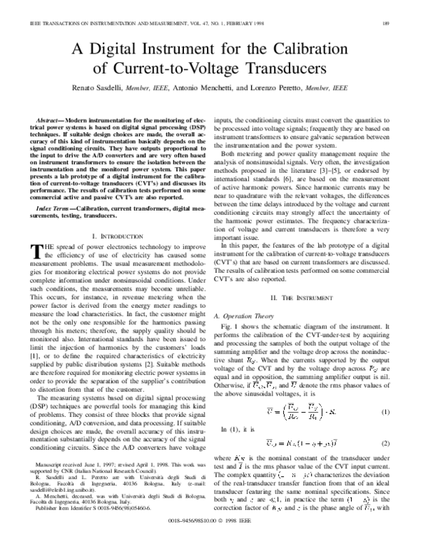 (PDF) A digital instrument for the calibration of current-to-voltage ...