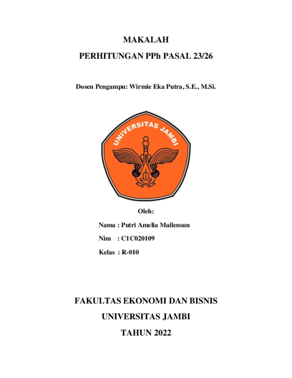 (PDF) Makalah Perhitungan PPh Pasal 23 26