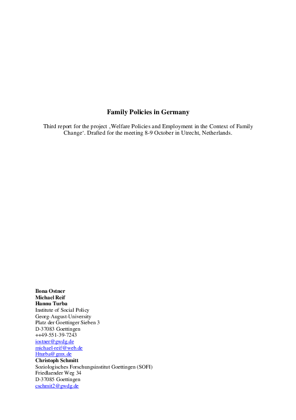 (PDF) Family Policies in Germany