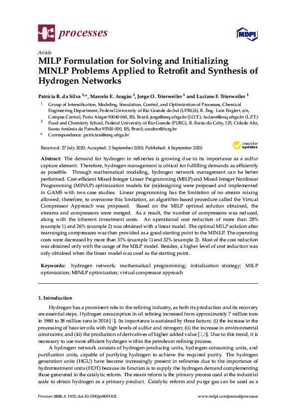 (PDF) MILP Formulation for Solving and Initializing MINLP Problems Applied to Retrofit and ...