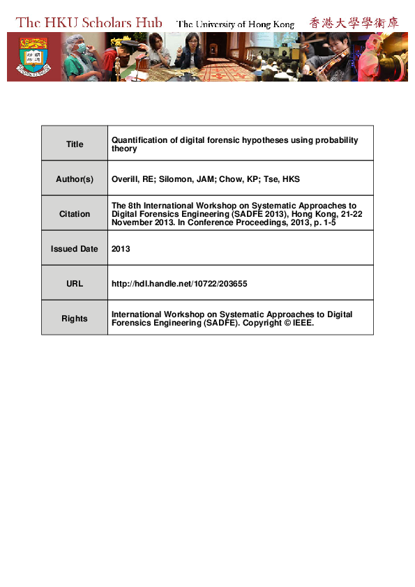 (PDF) Quantification of digital forensic hypotheses using probability ...