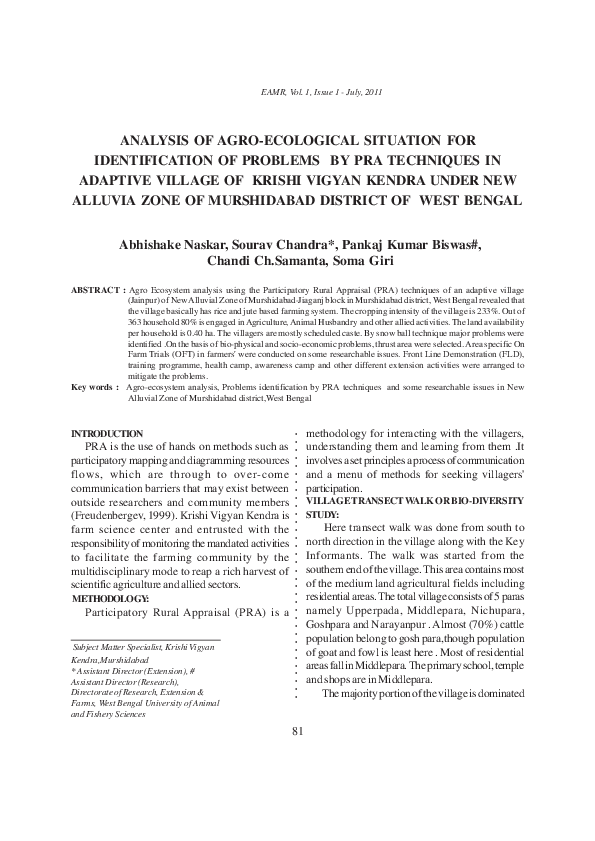 (PDF) Analysis of agro-ecological situation for identification of ...