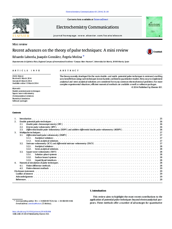 (PDF) Recent advances on the theory of pulse techniques: A mini review ...