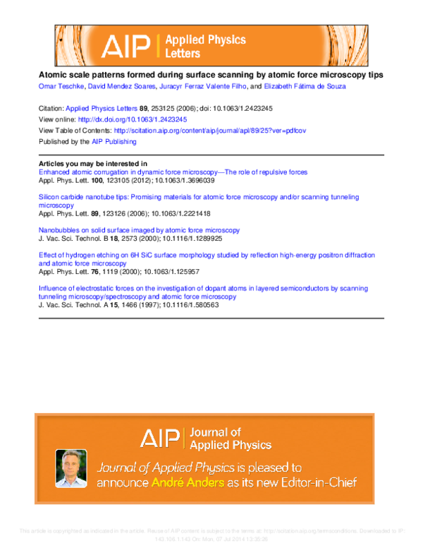 (PDF) Atomic scale patterns formed during surface scanning by atomic ...