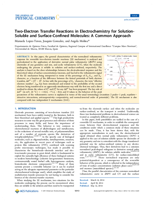 (PDF) Two-electron Transfer Reactions in Electrochemistry for Solution ...