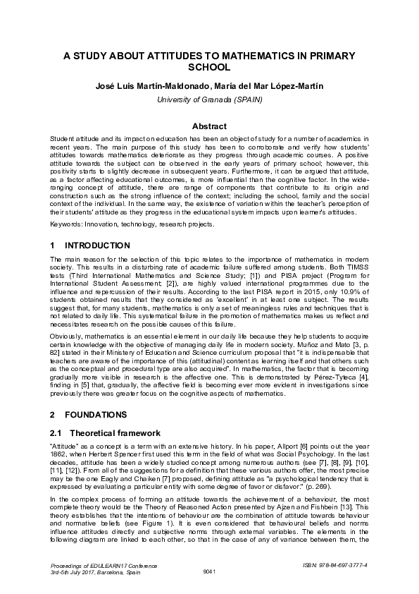 (PDF) A Study About Attitudes to Mathematics in Primary School