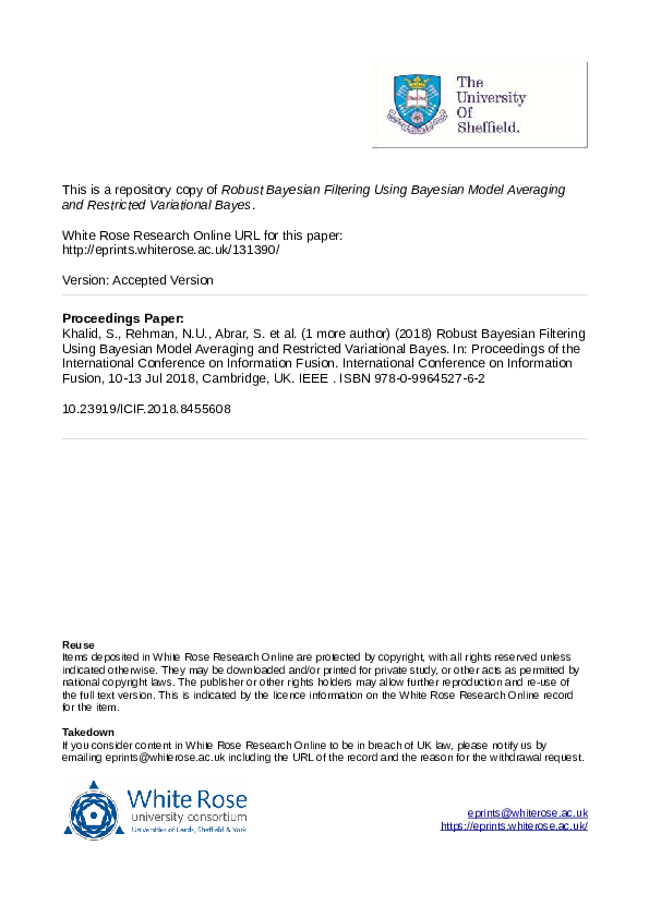 Pdf Robust Bayesian Filtering Using Bayesian Model Averaging And 8940