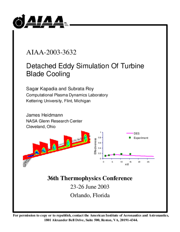 (PDF) Detached Eddy Simulation of Turbine Blade Cooling
