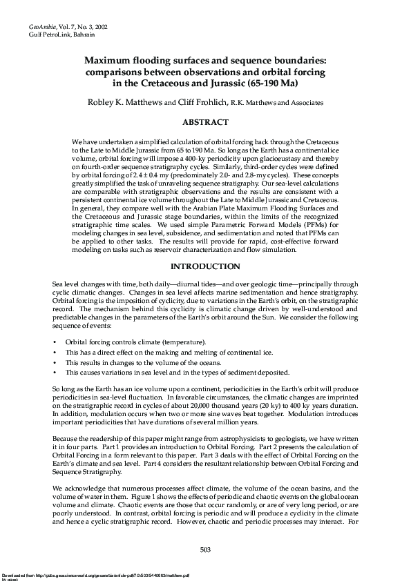 Pdf Maximum Flooding Surfaces And Sequence Boundaries Comparisons