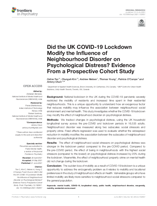 (PDF) Did the UK COVID-19 Lockdown Modify the Influence of ...