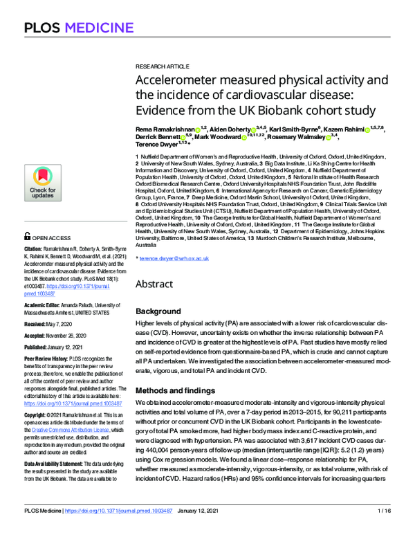 (PDF) Accelerometer measured physical activity and the incidence of cardiovascular disease ...