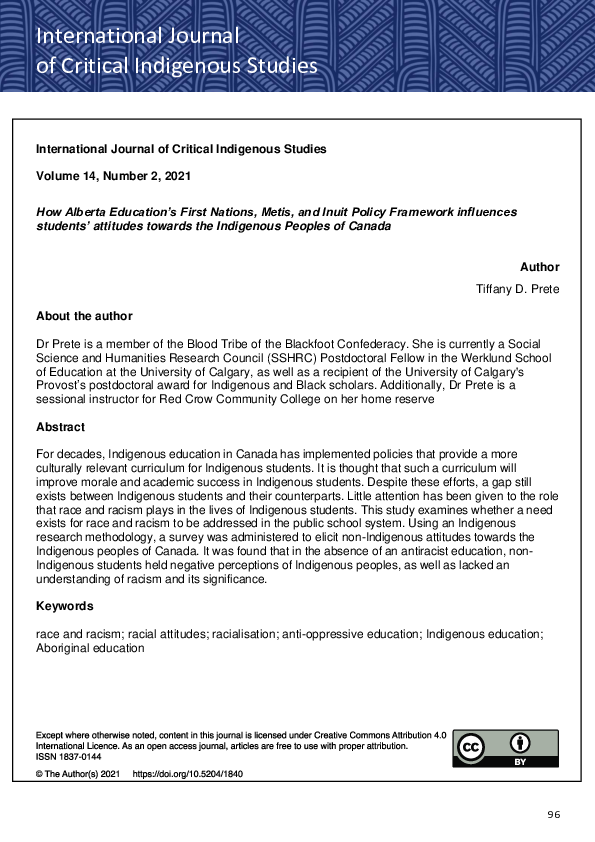 (PDF) How Alberta Education’s First Nations, Metis, and Inuit Policy ...