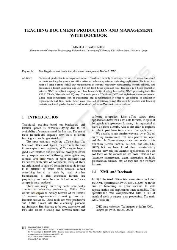 (PDF) Teaching Document Production and Management with Docbook