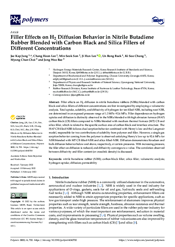 (PDF) Filler Effects on H2 Diffusion Behavior in Nitrile Butadiene ...
