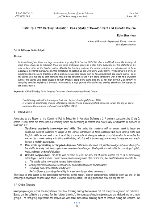 (PDF) Defining a 21st Century Education: Case Study of Development and ...